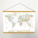 Hanging Canvas Gradient Educational World Map Travel Wall Art Kids ...