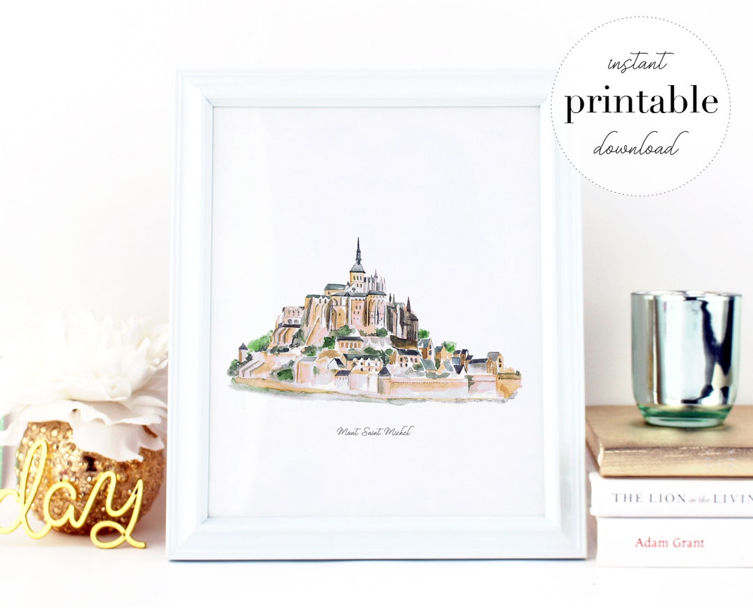 Mont Saint Michel Printable, Illustration, Art Print, Nursery Decor ...