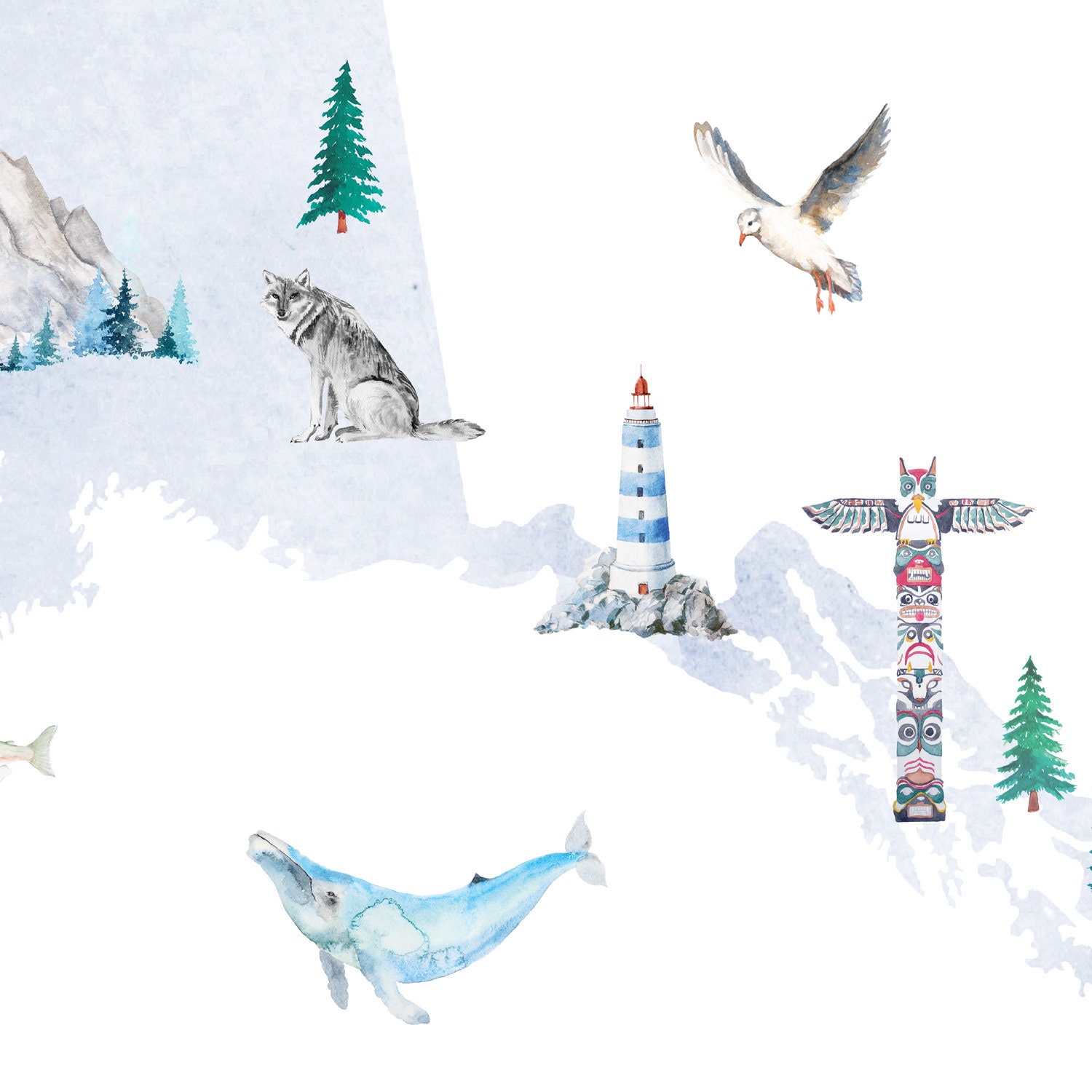 Alaska Printable State Map Illustrated Wall Art Print - Etsy