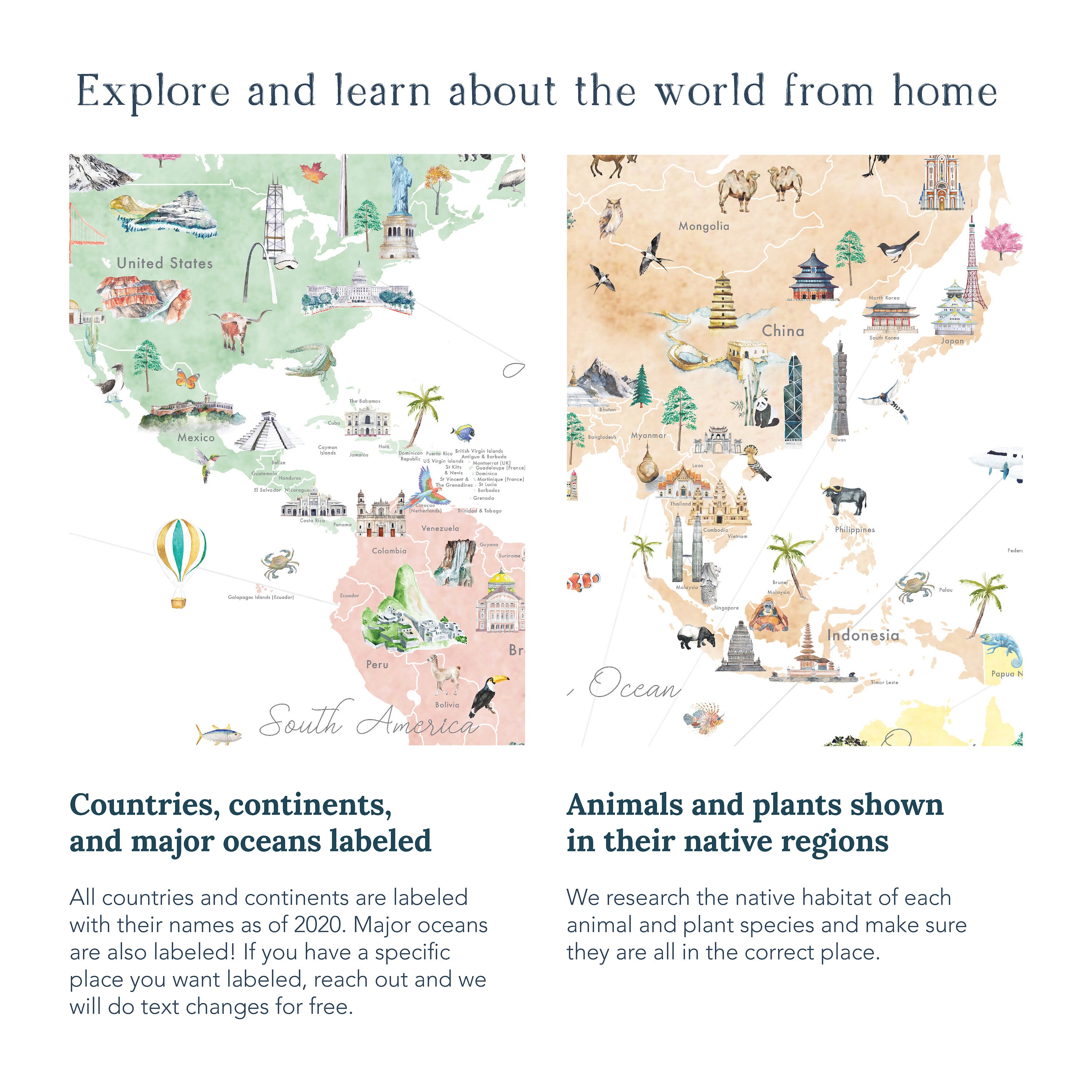 Educational Printable World Map Homeschooling World Map | Etsy