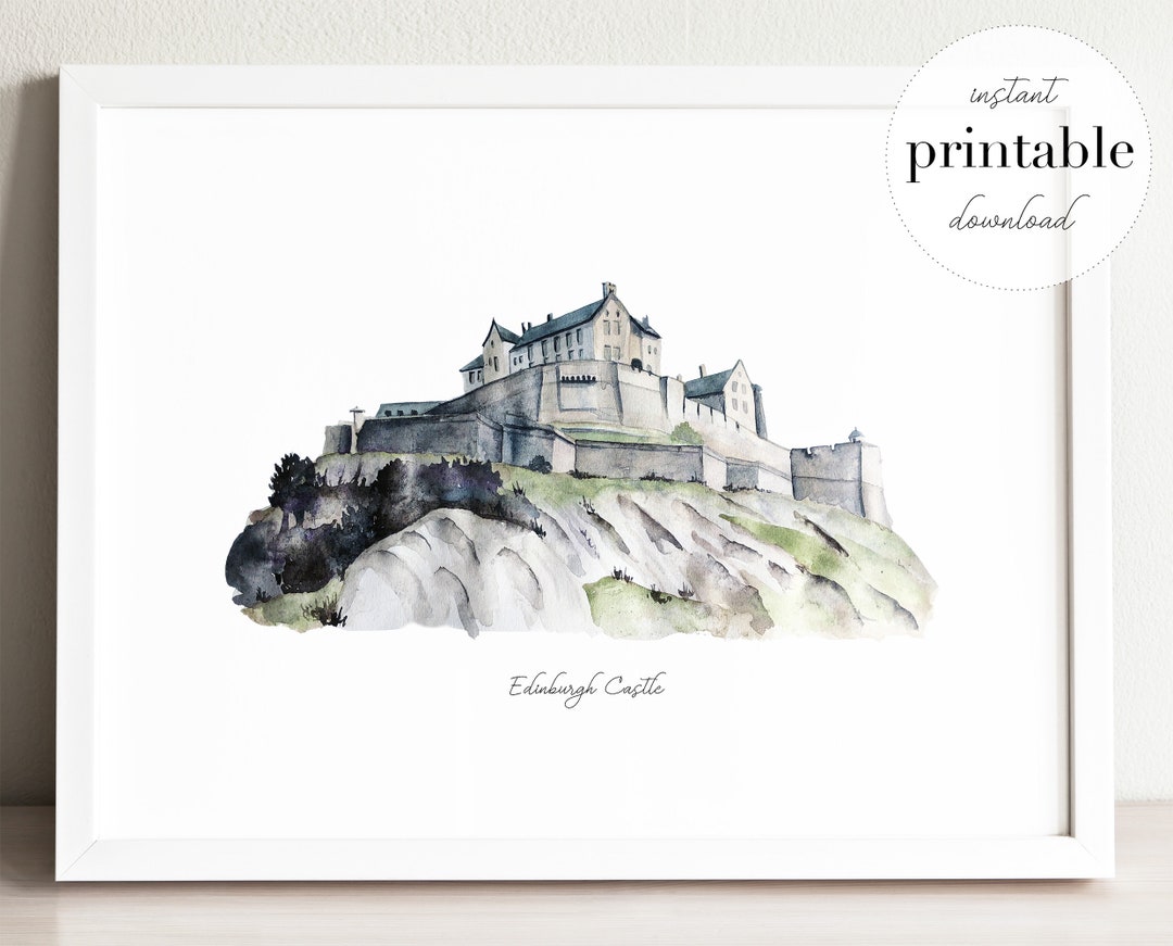 Edinburgh Castle Printable, Illustration, Wall Art Print, Nursery Decor ...