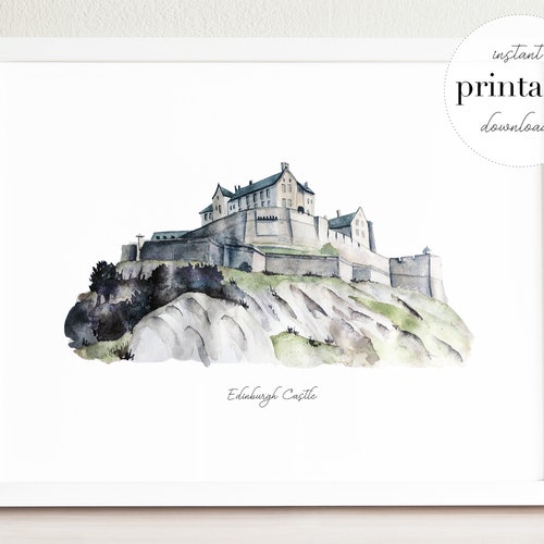 Edinburgh Castle Printable Illustration Wall Art Print - Etsy UK