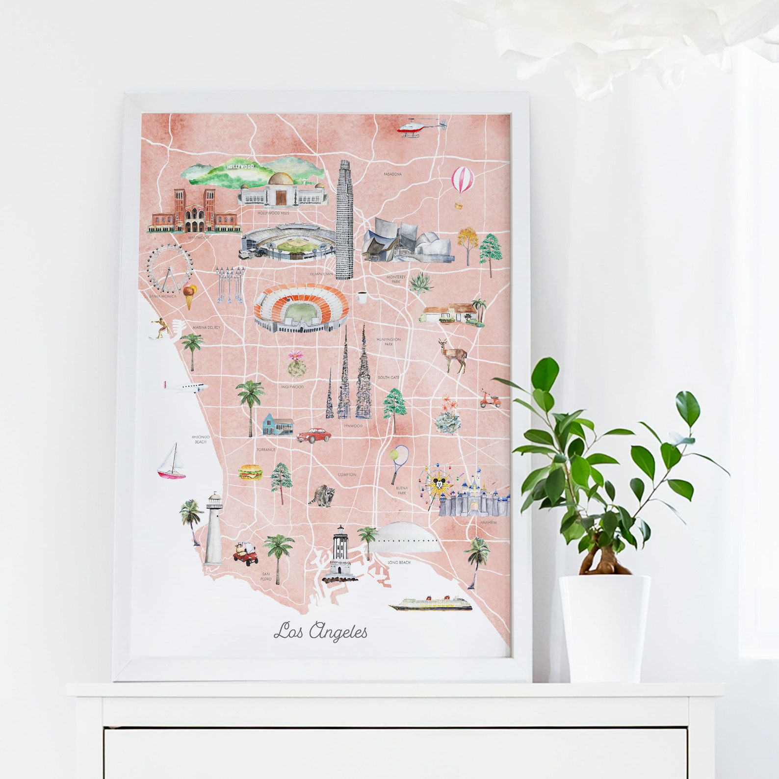 Los Angeles Map Printable City Map Wall Art Print Kids - Etsy