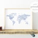 Blue World Map Printable, Illustration, Wall Art Print, Nursery Decor ...