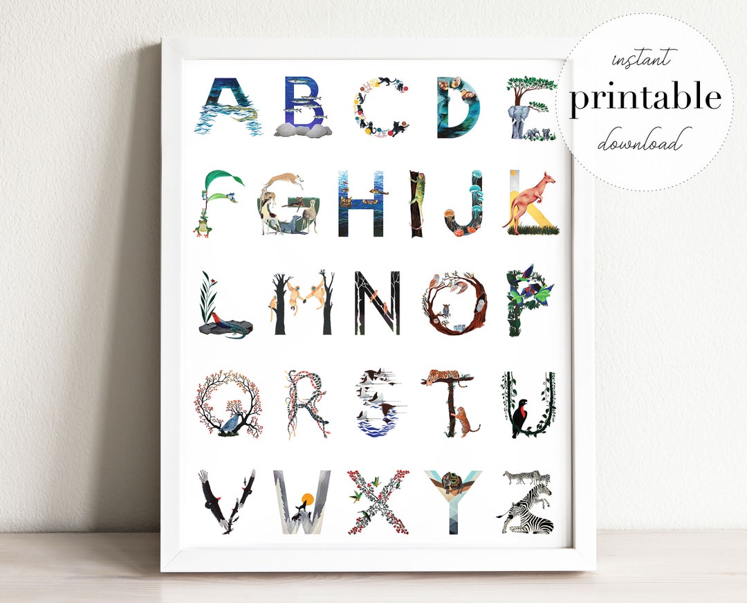 Animal Alphabet Printable Alphabet Poster Nursery Wall Art - Etsy