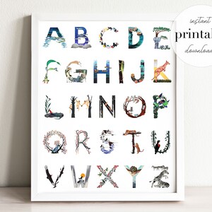 Animal Alphabet Printable Alphabet Poster Nursery Wall Art - Etsy
