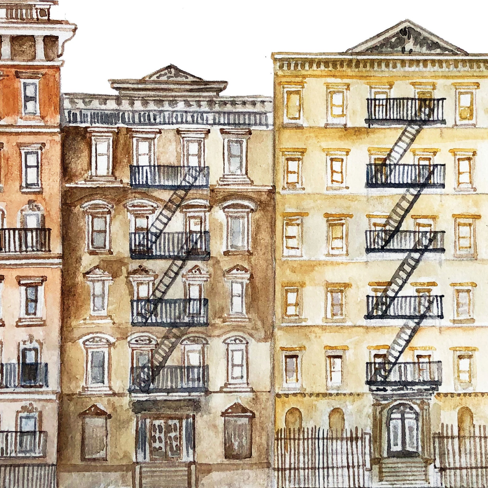 New York City Streetscape Illustrated Art Print Soho | Etsy