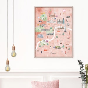 London City Map Art Print: Watercolor Travel Decor - Etsy