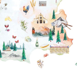 France Map Art Print Illustrated watercolor nursery decor | Etsy