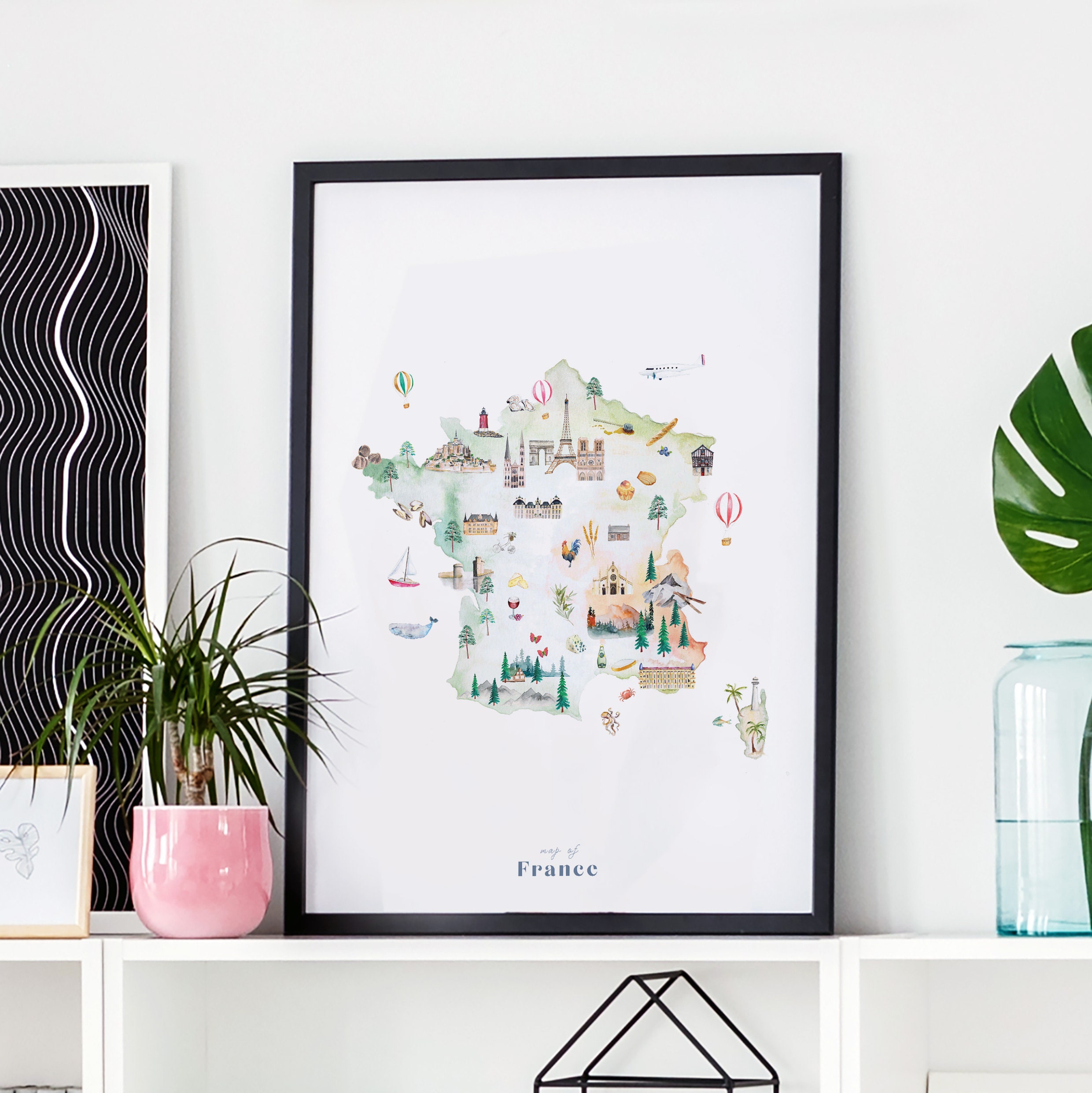 France Illustrated Map Printable Wall Art Print Nursery | Etsy