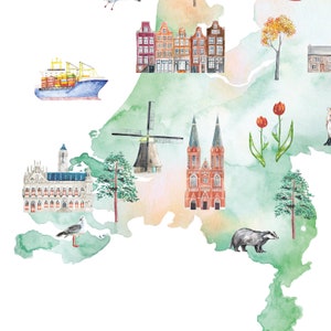 Netherlands Illustrated Map Printable, Wall Art Print, Nursery Decor ...