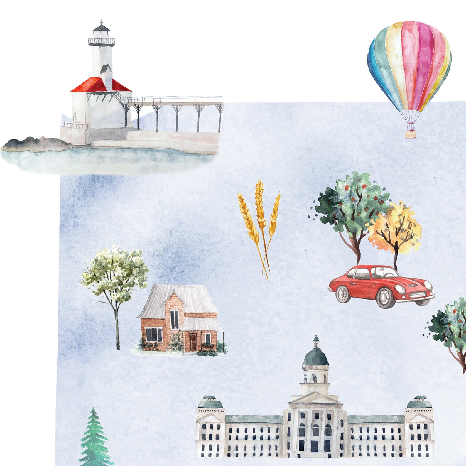 Indiana Printable State Map Illustrated Wall Art Print - Etsy