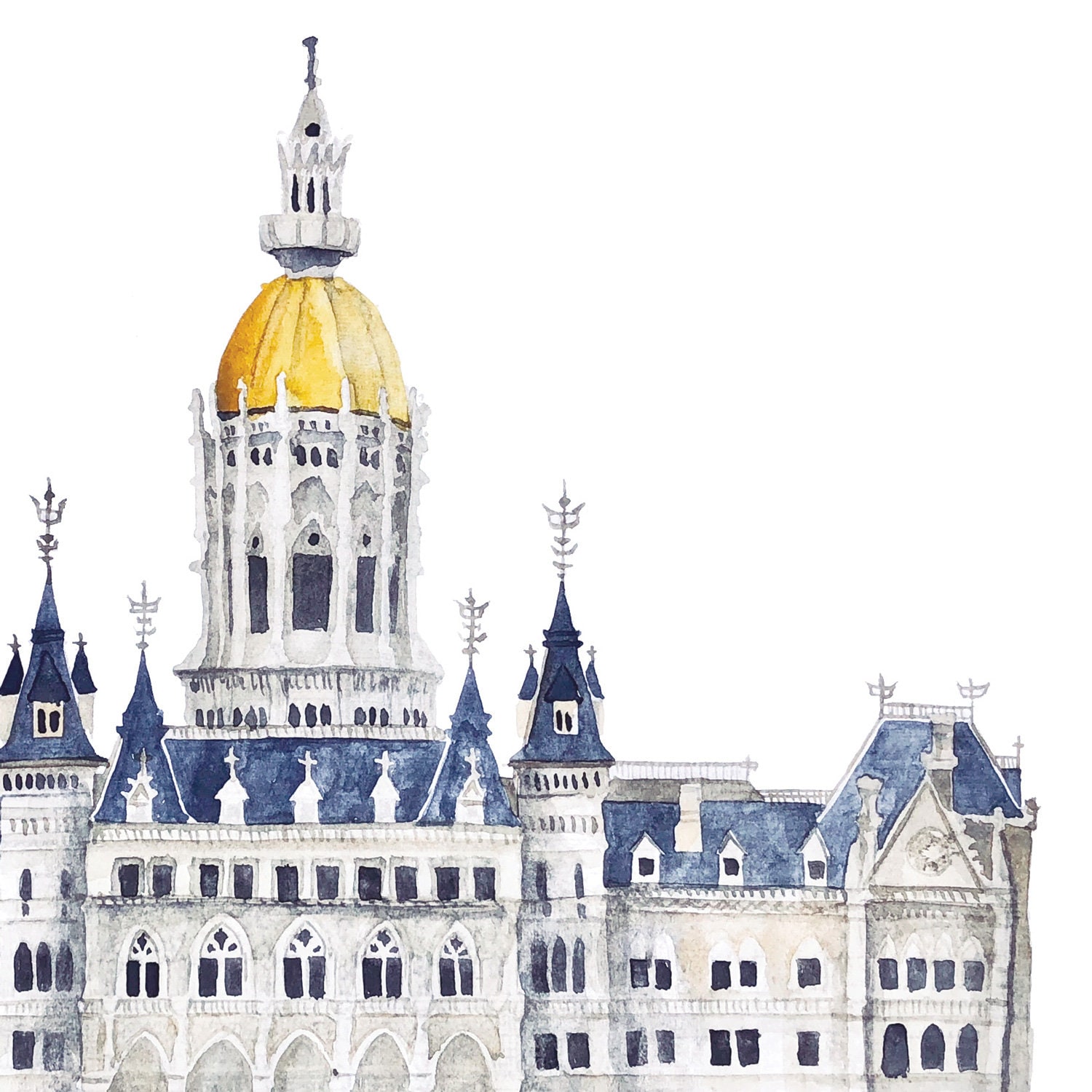 Connecticut State Capitol Printable Illustration Wall Art - Etsy