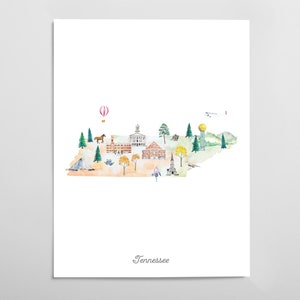 Tennessee Illustrated State Map Map Poster, Travel Nursery Decor ...