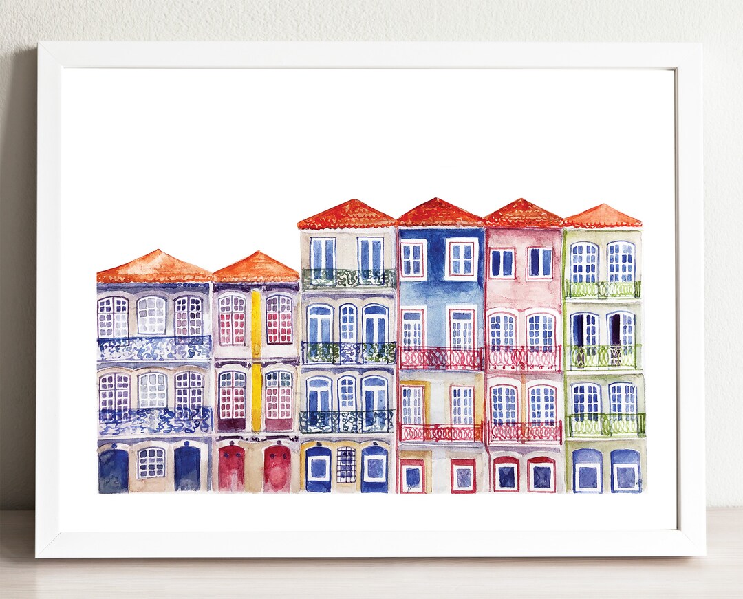 Porto Streetscape Illustrated Art Print | Travel Art Print | Portugal ...