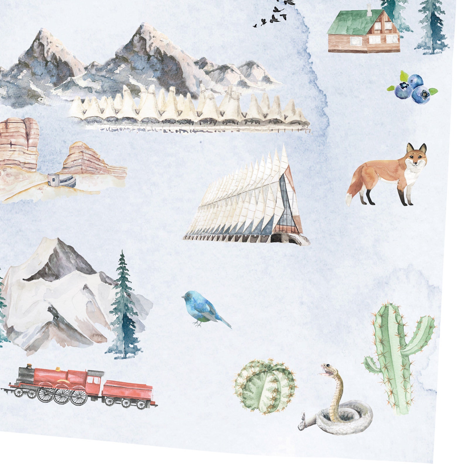 Colorado Printable State Map Illustrated Wall Art Print - Etsy