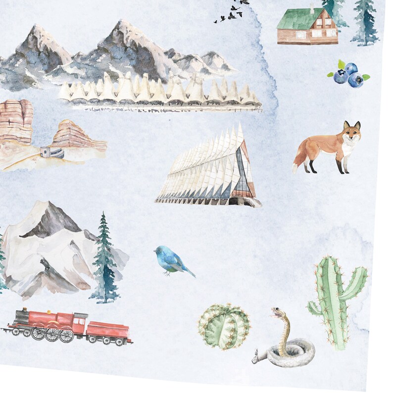 Colorado Printable State Map illustrated wall art print | Etsy