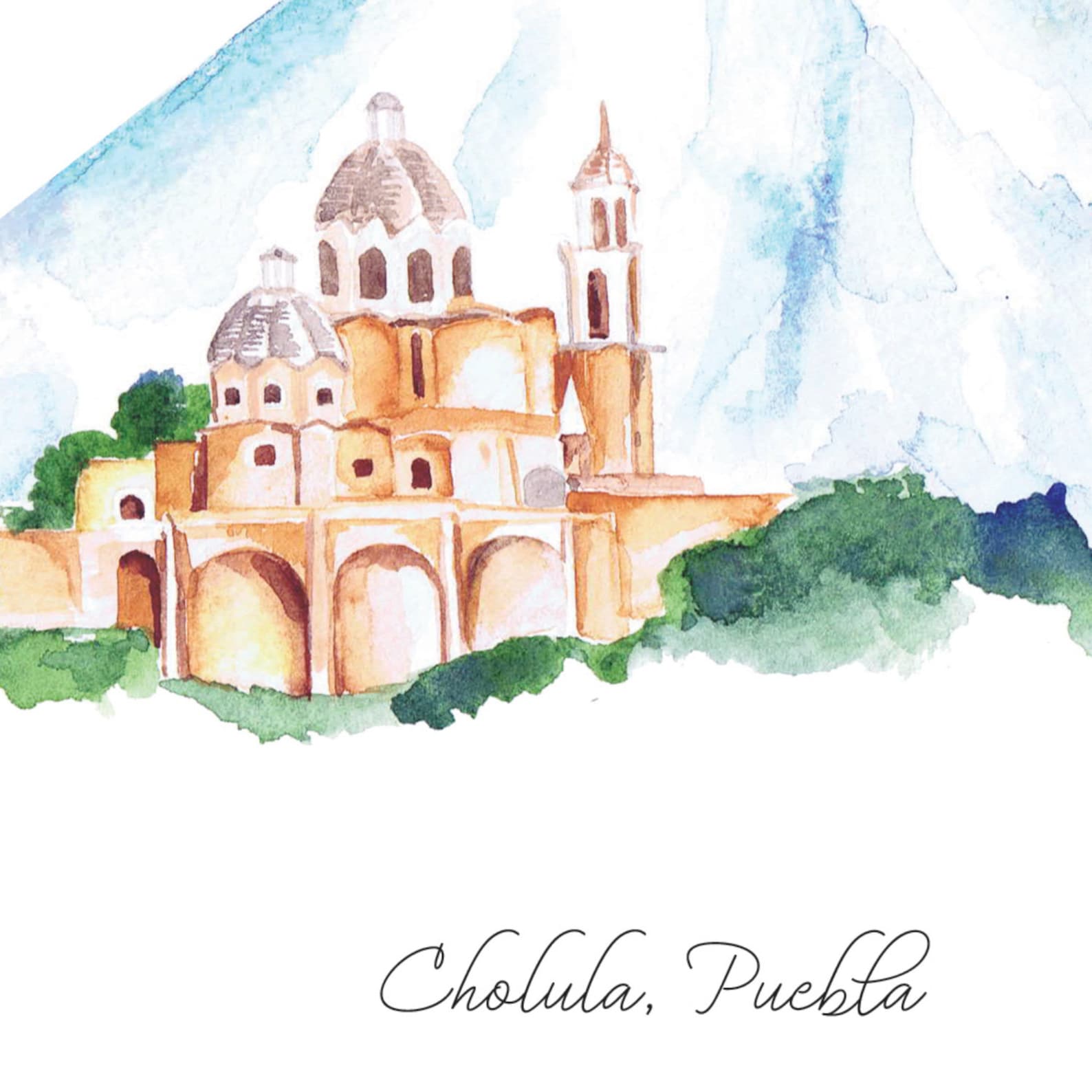 Cholula Puebla Printable Illustration Wall Art Print | Etsy