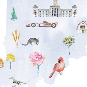 Indiana Illustrated State Map, Wall Art Print, Nursery Decor, Nursery ...