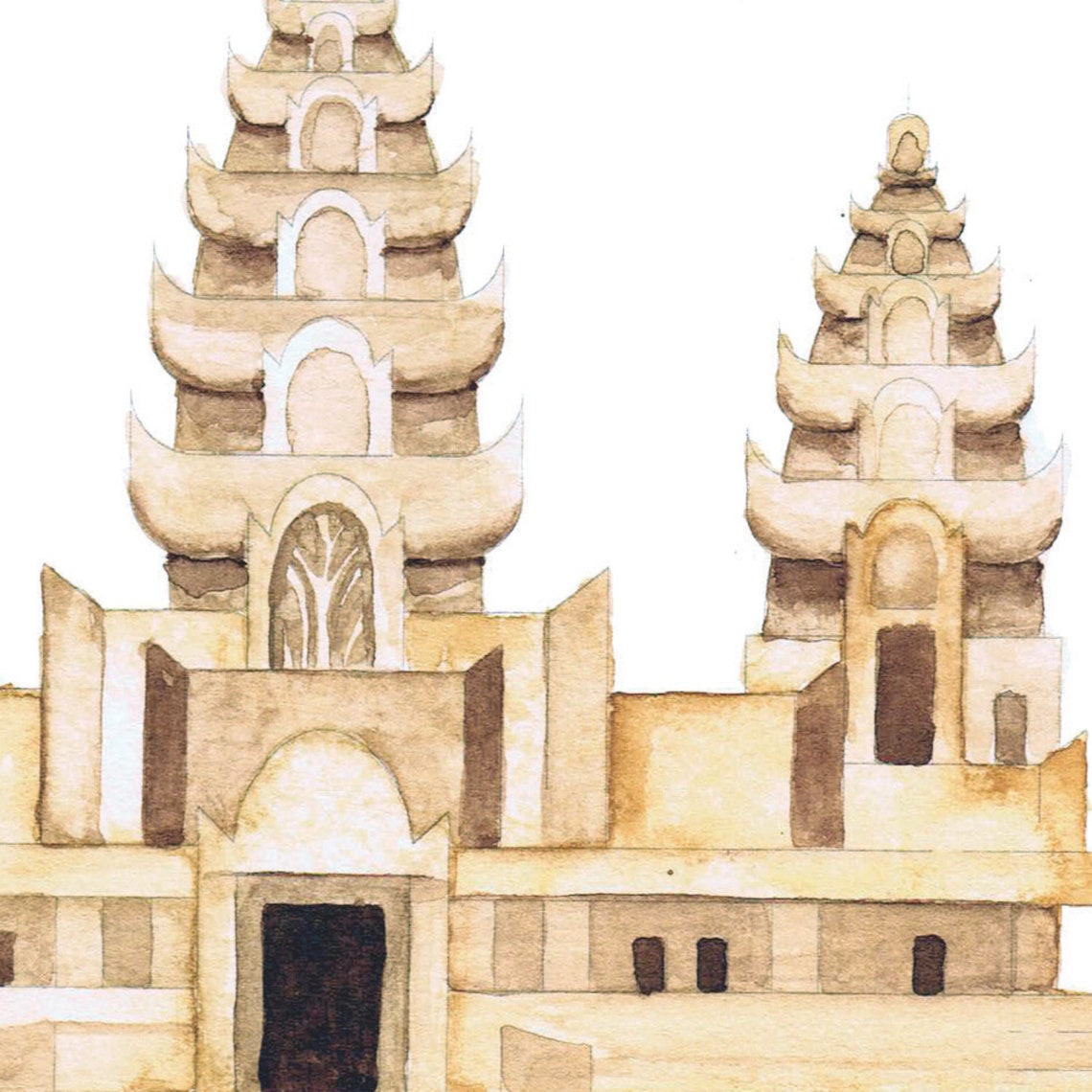 Angkor Wat Printable Illustration Wall Art Print Nursery - Etsy