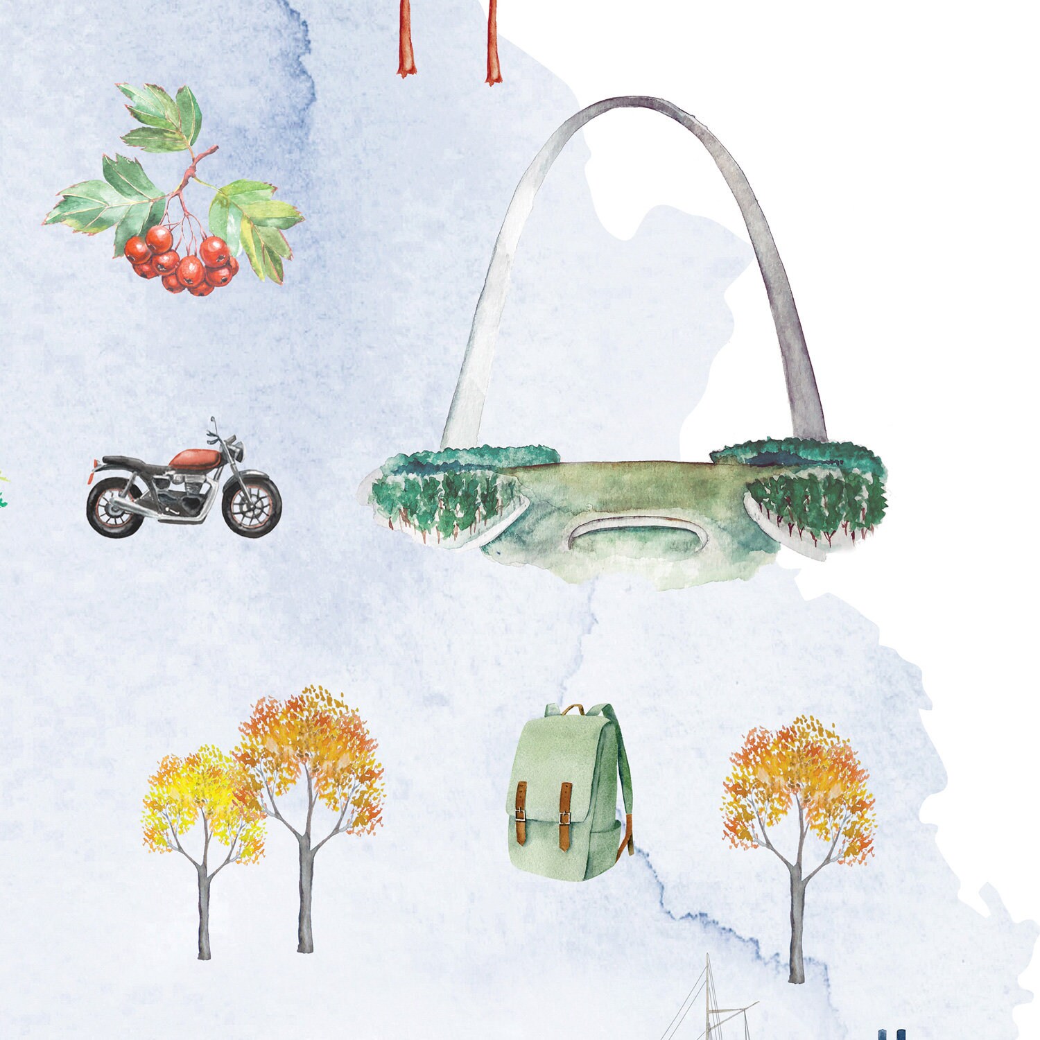 Missouri Printable State Map Illustrated Wall Art Print | Etsy