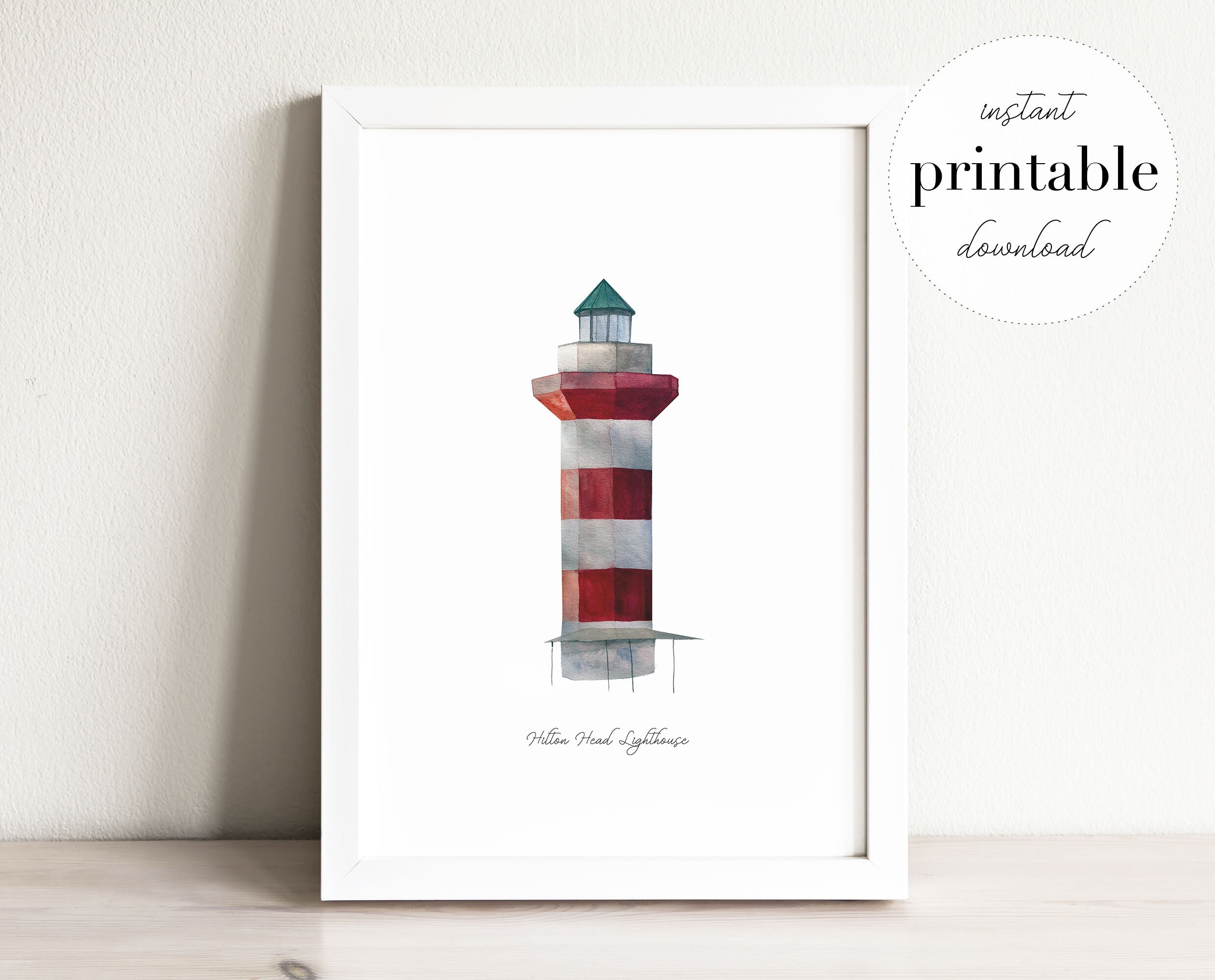 South Carolina Hilton Head Lighthouse Printable illustratie - Etsy ...
