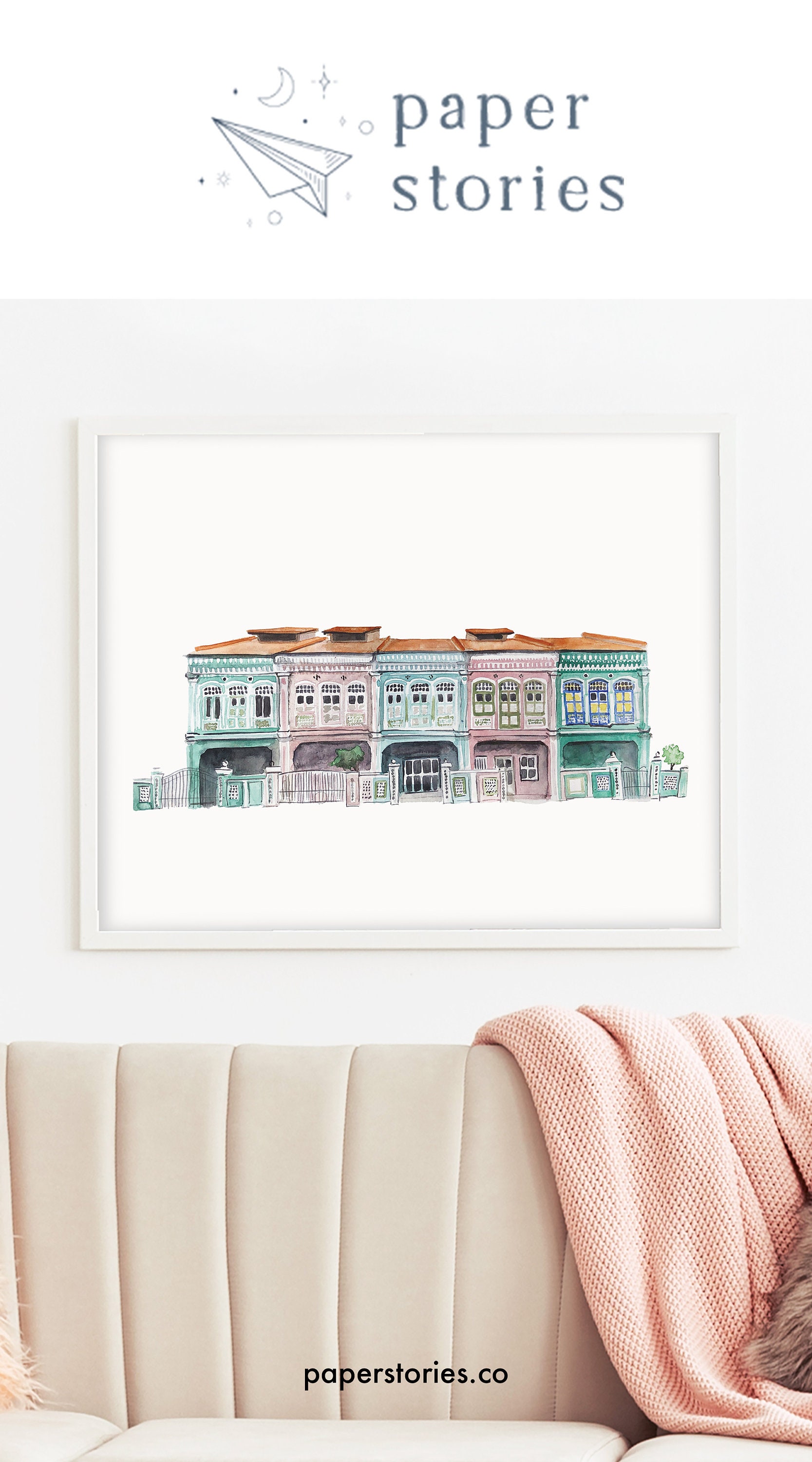 Singapore Koon Seng Road Drawing Printable Travel Wall Art | Etsy