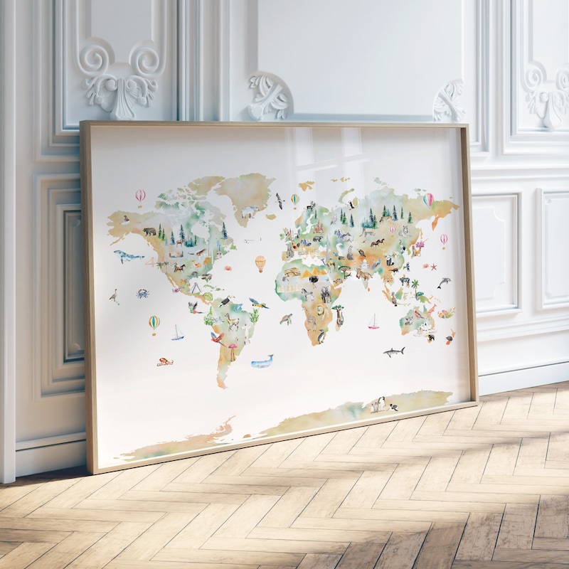 World Map Poster - Etsy
