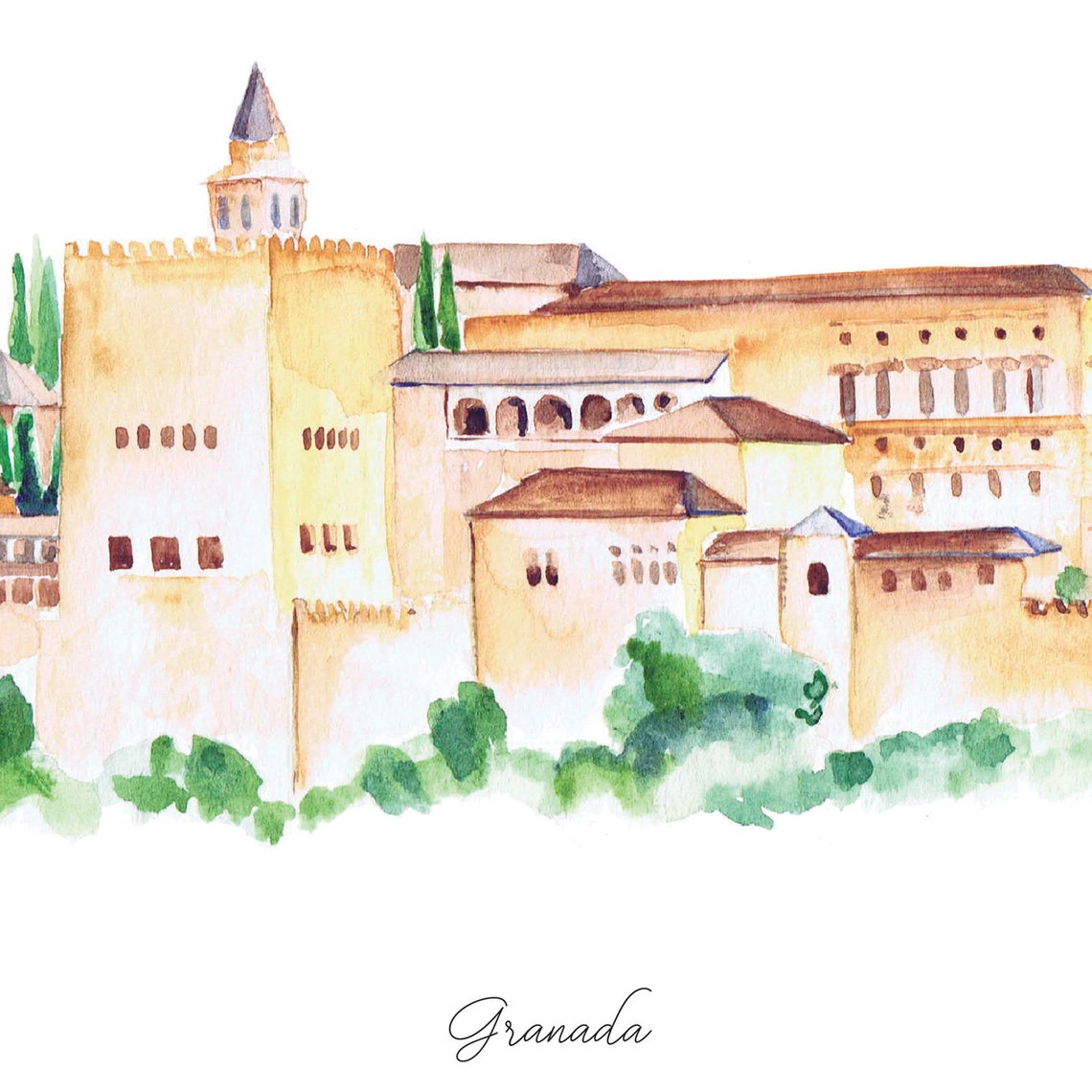 Granada Printable Illustration Wall Art Print Nursery | Etsy