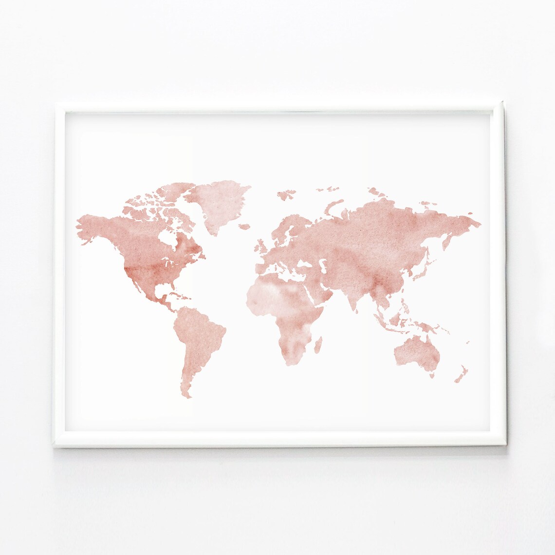 Pink World Map Printable Illustration Wall Art Print - Etsy