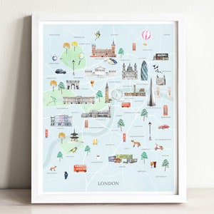 London City Map Art Print Watercolor City Map Travel | Etsy