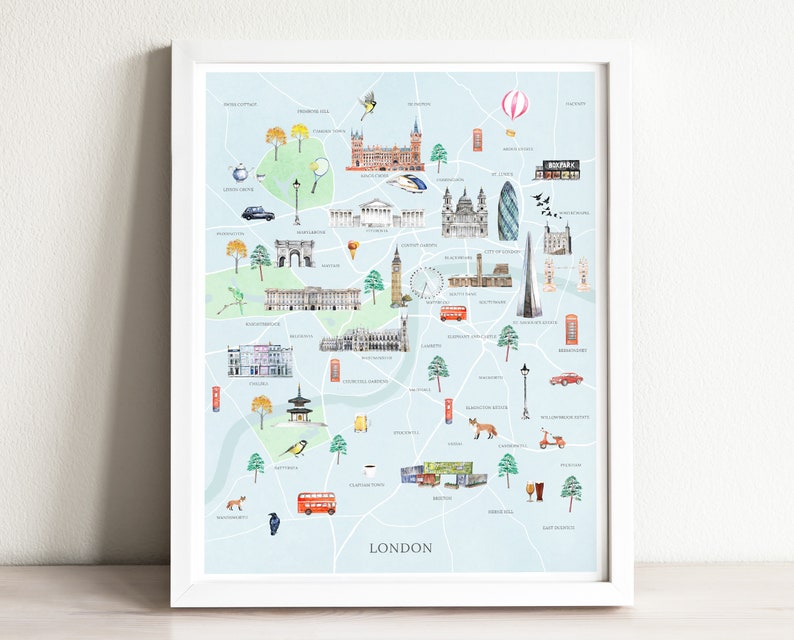 London City Map Art Print Watercolor City Map Travel | Etsy