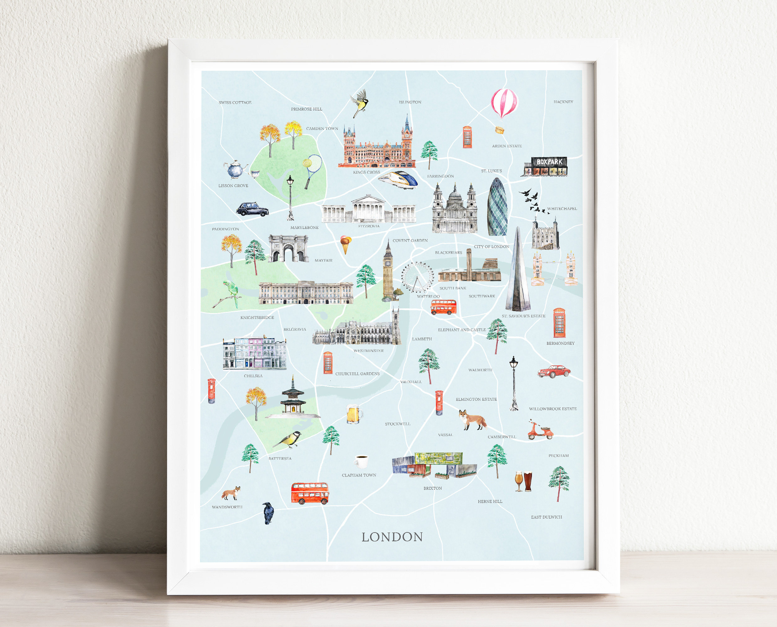 London City Map Art Print Watercolor City Map Travel | Etsy