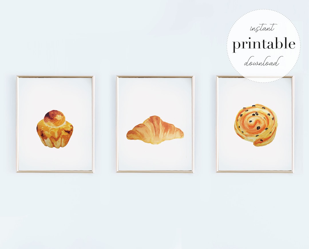 French Pastries Printable Art Set Watercolor Printable - Etsy