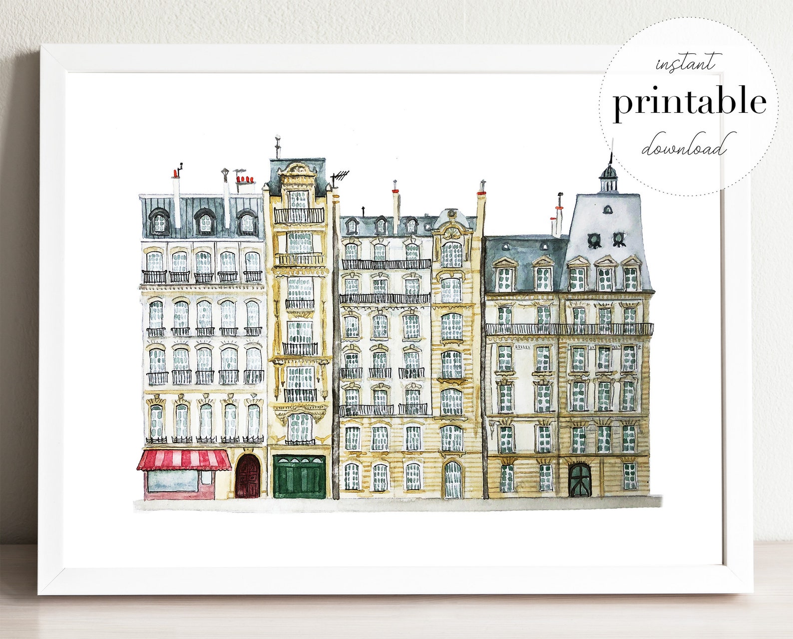 Paris Illustrated Printable France Travel Art Print - Etsy