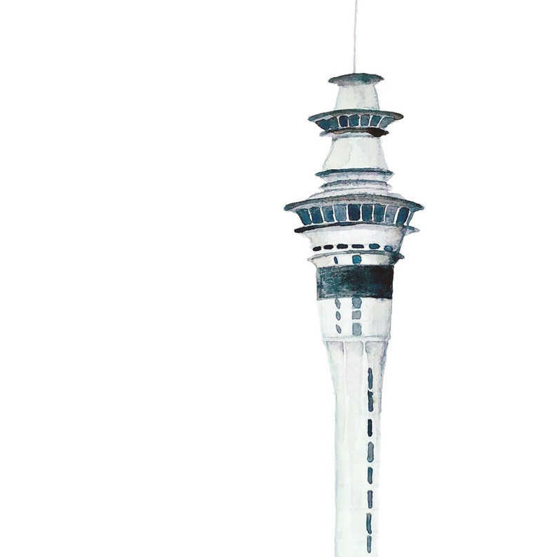 Sky Tower New Zealand Printable Illustration Art Print - Etsy