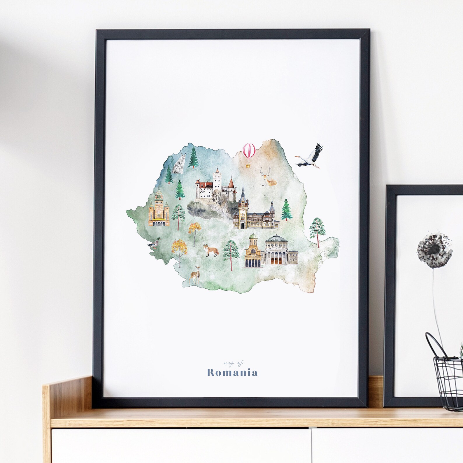 Romania Illustrated Map Printable Wall Art Print Nursery | Etsy
