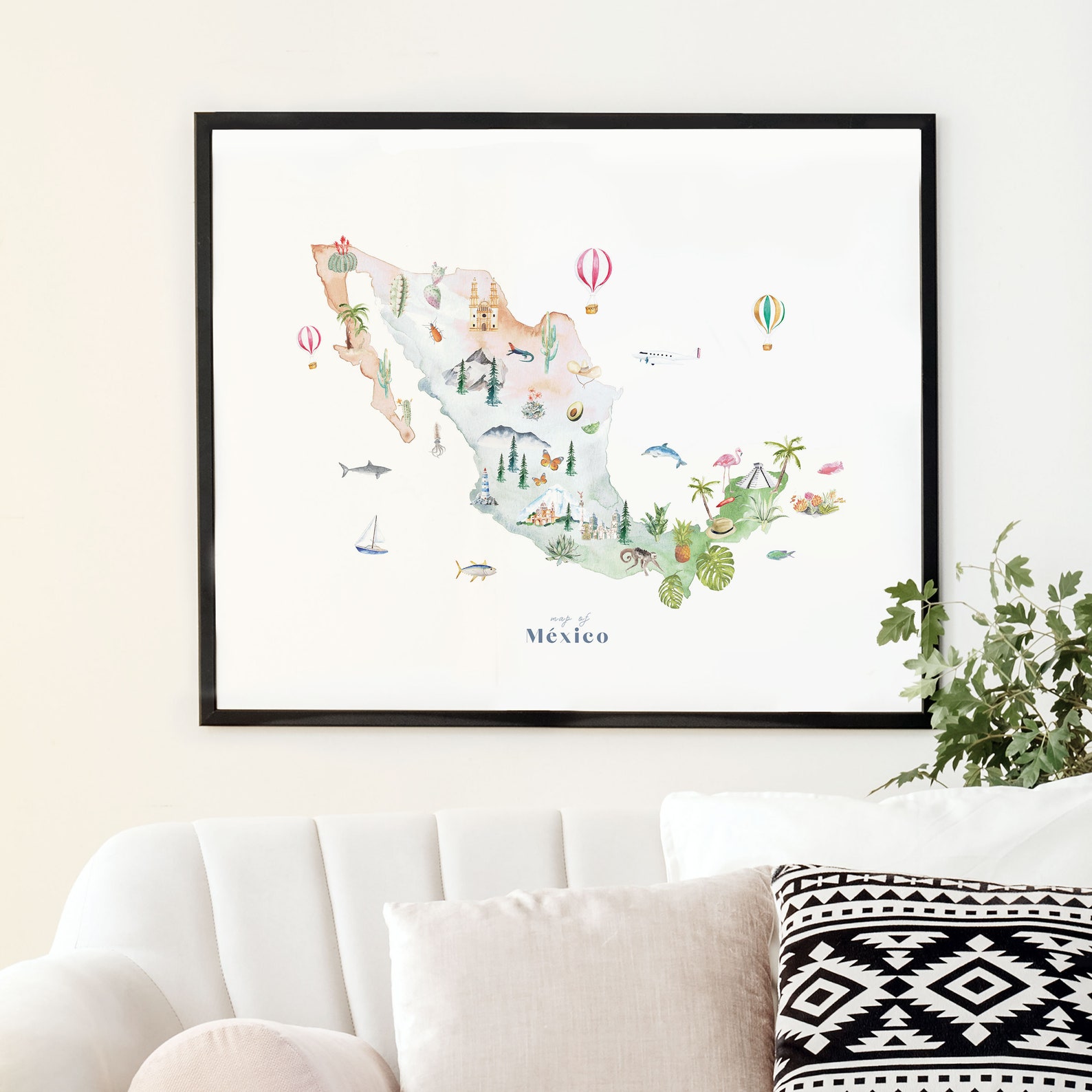 Mexico Illustrated Map Printable Wall Art Print Nursery - Etsy