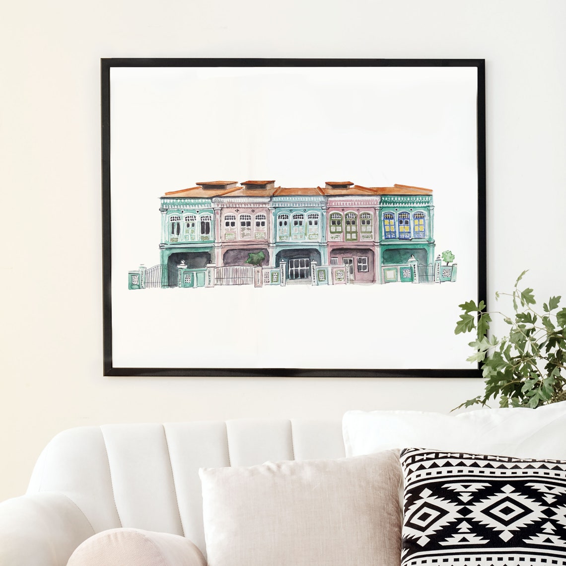 Singapore Koon Seng Road Drawing Printable Travel Wall Art - Etsy