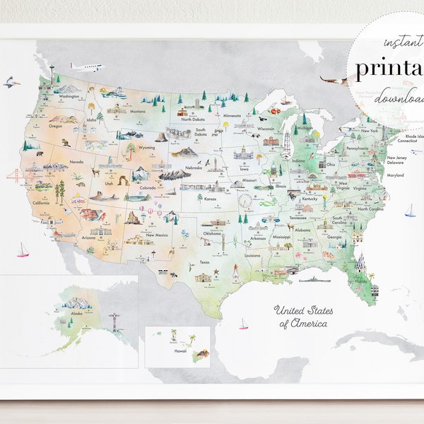 Usa Map - Etsy