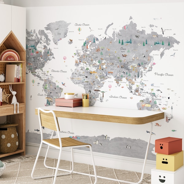 World Map Wall Decal - Etsy