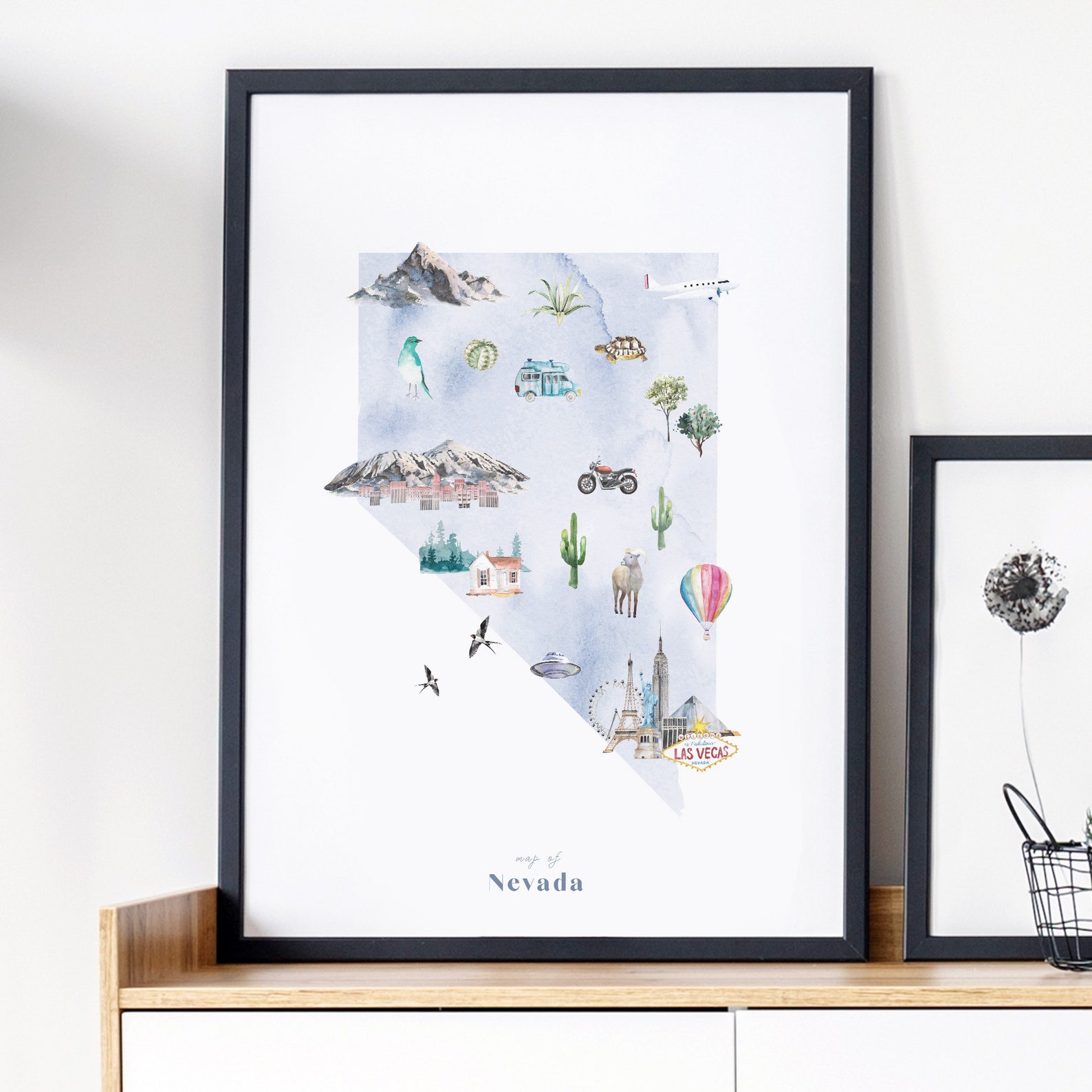 Nevada Illustrated State Map Wall Art Print Nursery Decor - Etsy