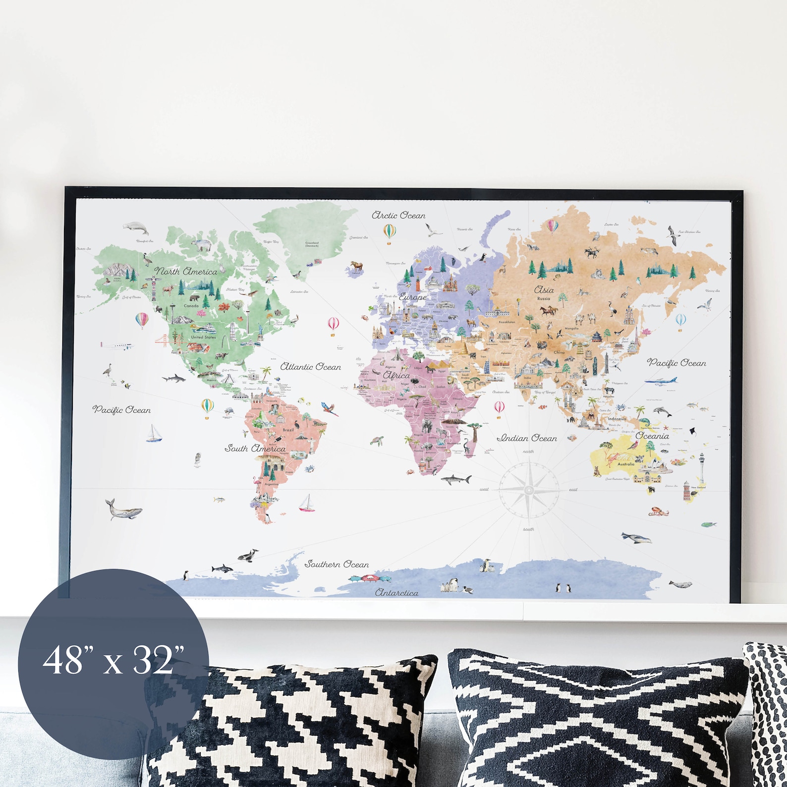 Pastels Educational World Map Kids World Map Nursery - Etsy Australia