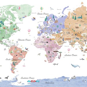 Colorful Educational World Map Wall Decal Playful Nursery - Etsy UK