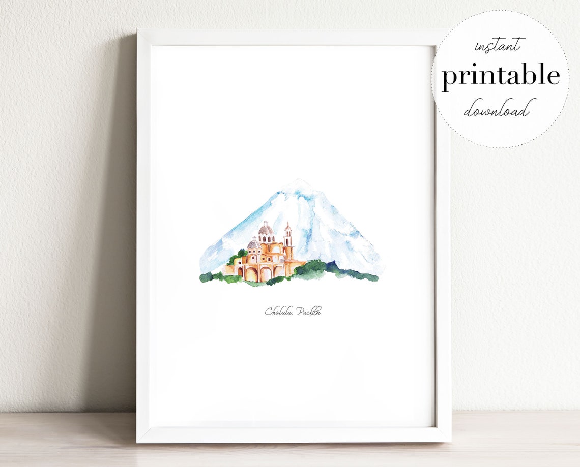Cholula Puebla Printable Illustration Wall Art Print | Etsy