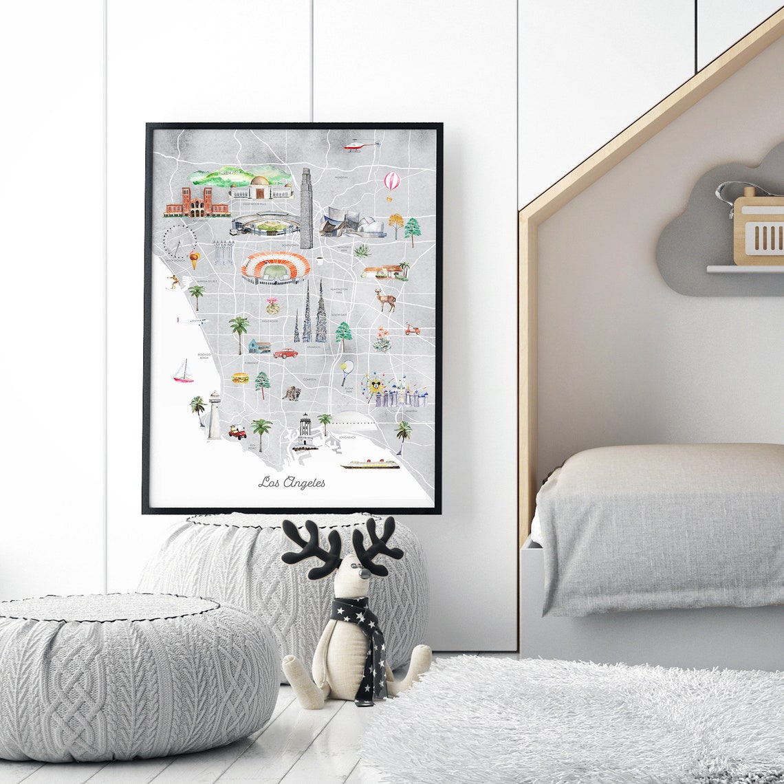 Los Angeles Map Printable City Map Wall Art Print Kids - Etsy