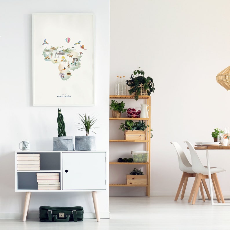 Venezuela Illustrated Map Art Print Watercolor Nursery Decor | Etsy