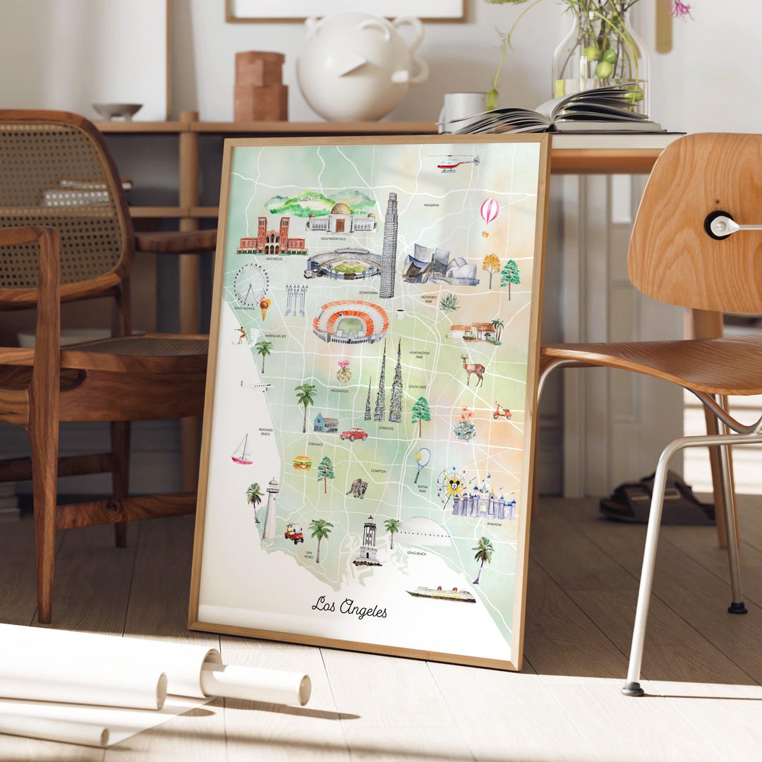 Los Angeles Map Printable | City Map Wall Art Print | Kids Room Decor ...