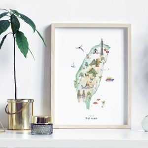 Taiwan Illustrated Map Printable Wall Art Print Nursery - Etsy