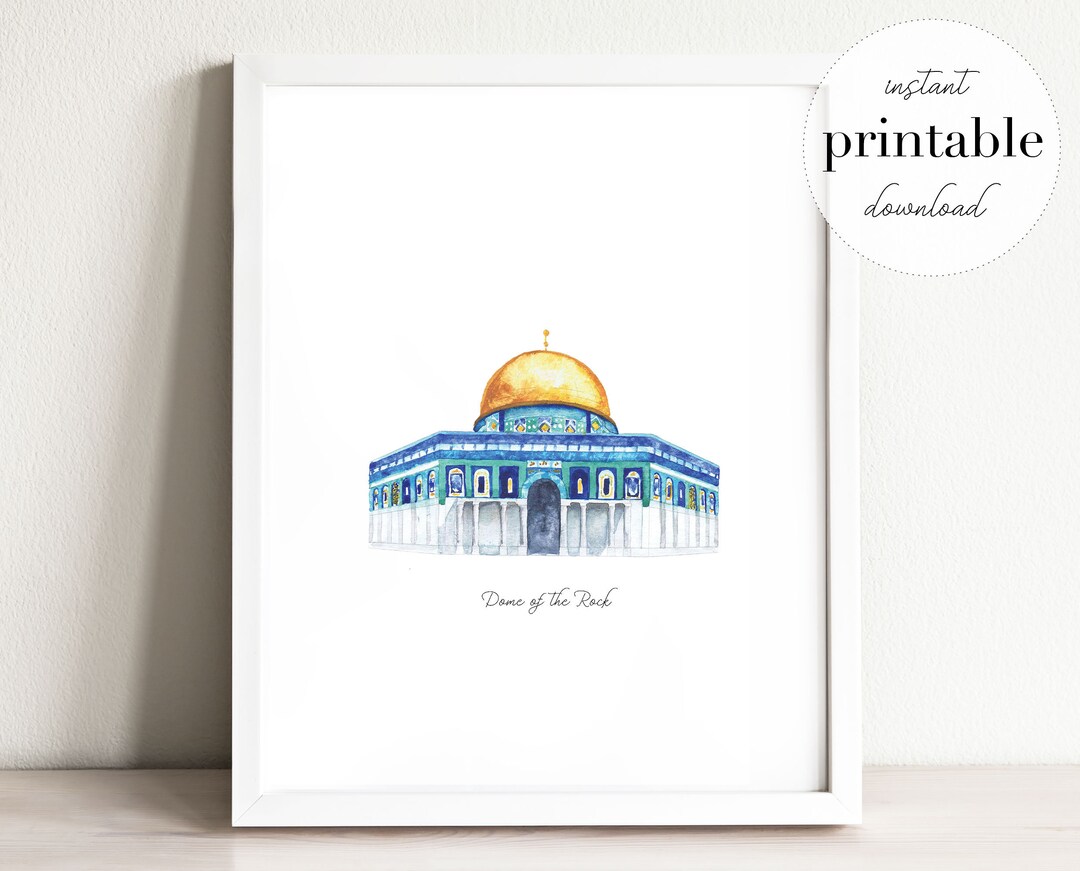 Dome of the Rock Printable, Illustration, Wall Art Print, Nursery Decor ...